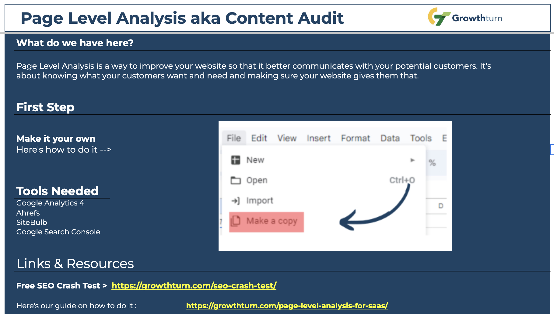 Page Level Analysis aka Content Audit - Free SEO Template